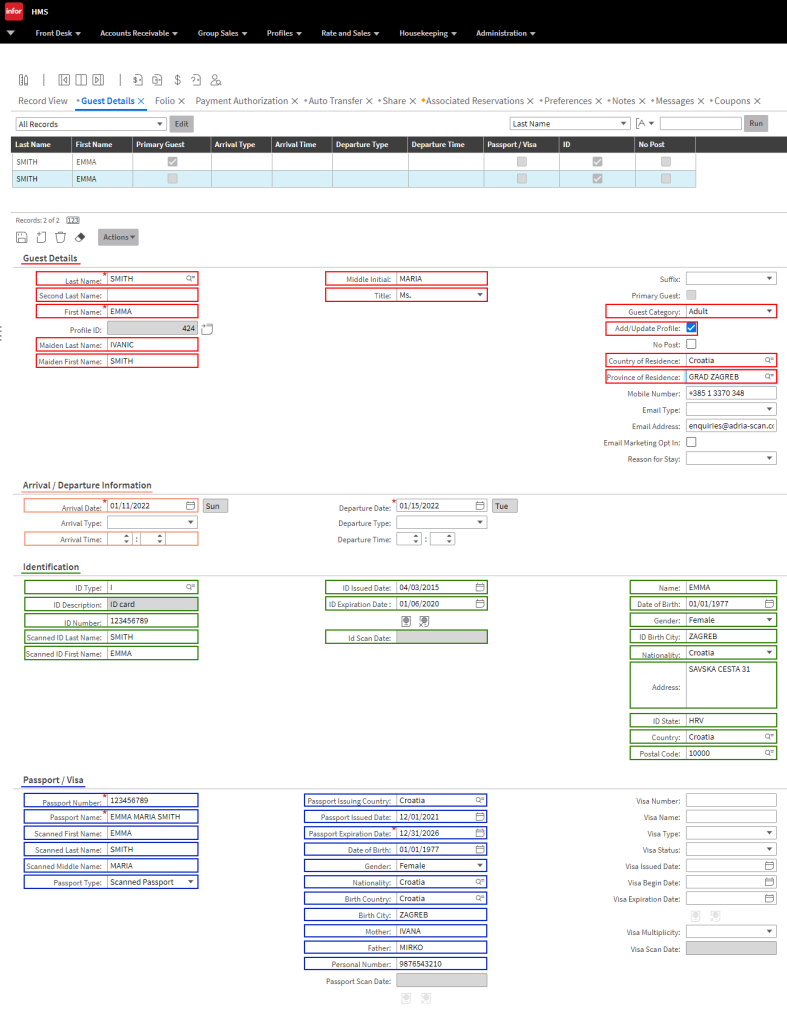 AdriaScan - PSH - Infor PMS | Passport/ID Scanning Inteface