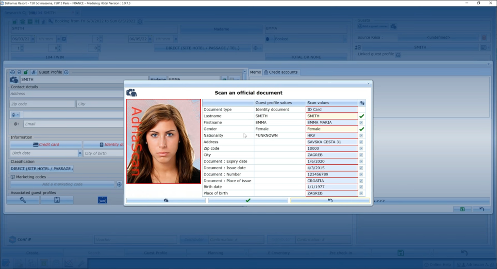 AdriaScan - Medialog PMS | Passport/ID Scanning Interface